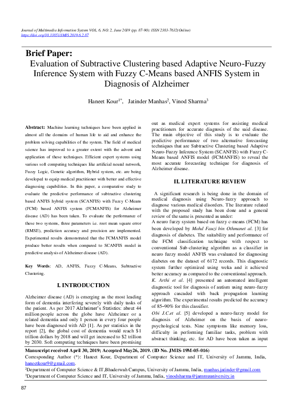 Pdf Brief Paper Evaluation Of Subtractive Clustering Based Adaptive Neuro Fuzzy Inference