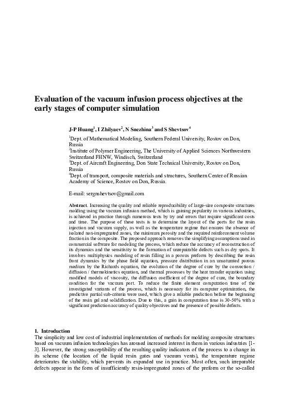 (PDF) Evaluation of the vacuum infusion process objectives at the early ...