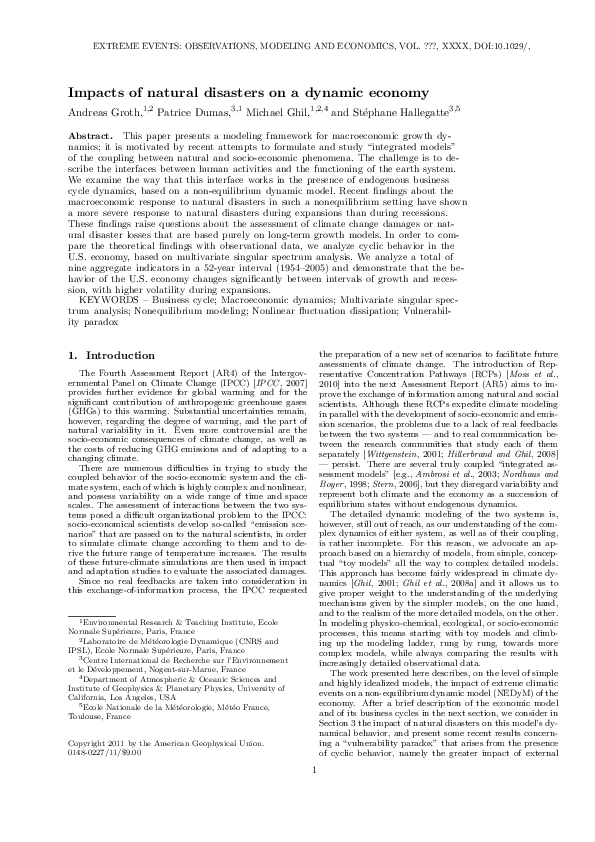 (PDF) Impacts of Natural Disasters on a Dynamic Economy