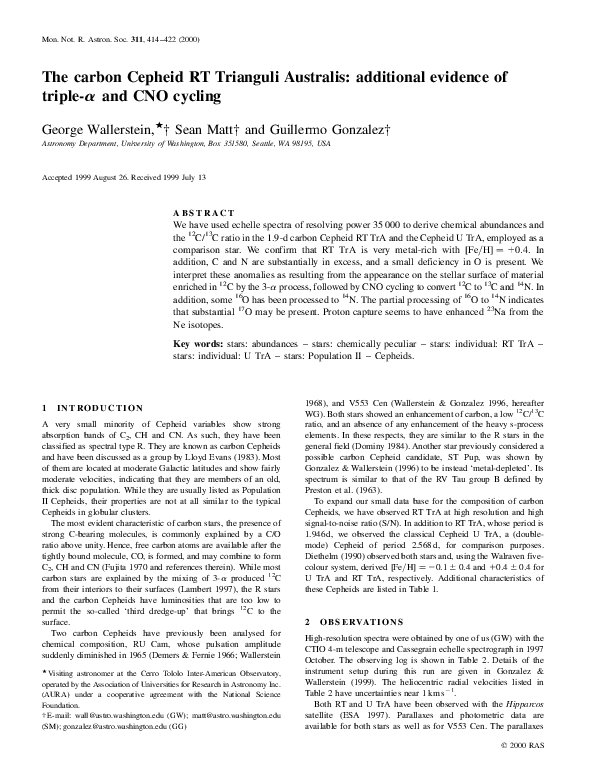 (PDF) The carbon Cepheid RT Trianguli Australis: additional evidence of ...