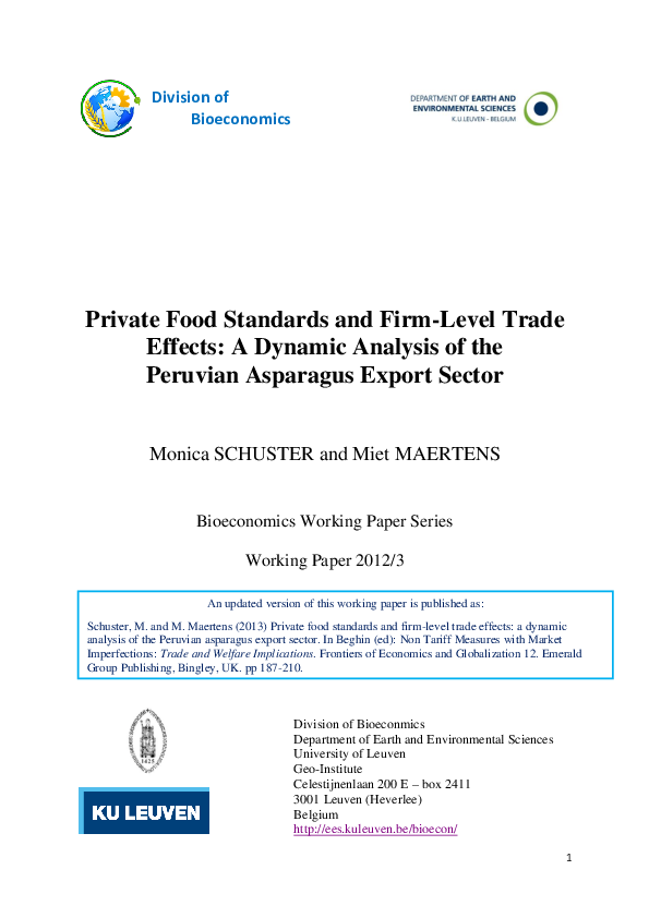 (PDF) 8 Private Food Standards and Firm-Level Trade Effects: A Dynamic ...