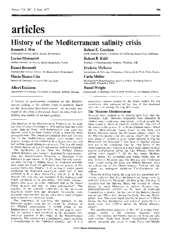 (PDF) History of the Mediterranean salinity crisis