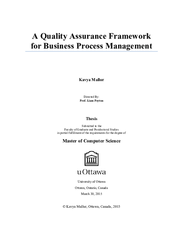 (PDF) A Quality Assurance Framework for Business Process Management ...