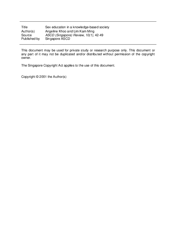 Pdf Sex Education In A Knowledge Based Society
