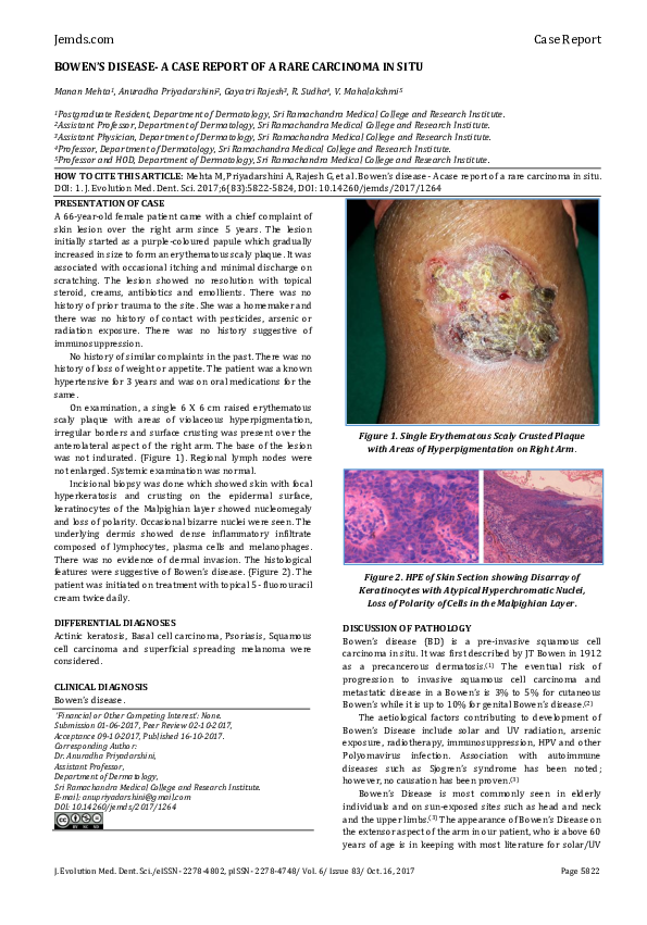 (PDF) Bowen’s Disease- a Case Report of a Rare Carcinoma in Situ | Anuradha Priyadarshini ...