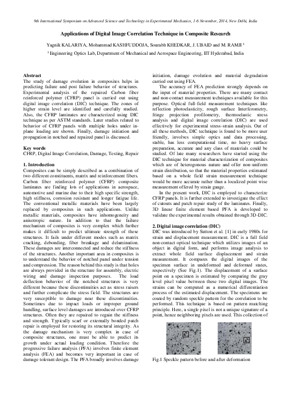 Pdf Applications Of Digital Image Correlation Technique In Composite Research