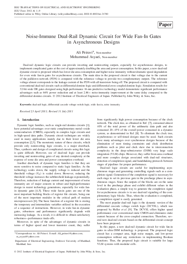 (PDF) Noise-immune dual-rail dynamic circuit for wide fan-in gates in ...