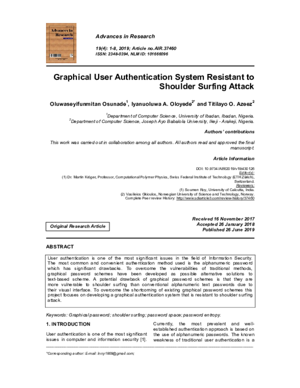 (PDF) Graphical User Authentication System Resistant to Shoulder Surfing Attack