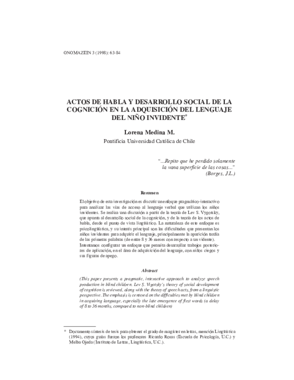 (PDF) Actos de habla y desarrollo social de la cognición en la ...