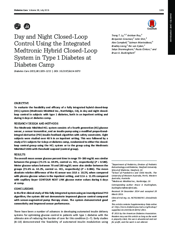 (PDF) Day and Night Closed-Loop Control Using the Integrated Medtronic ...