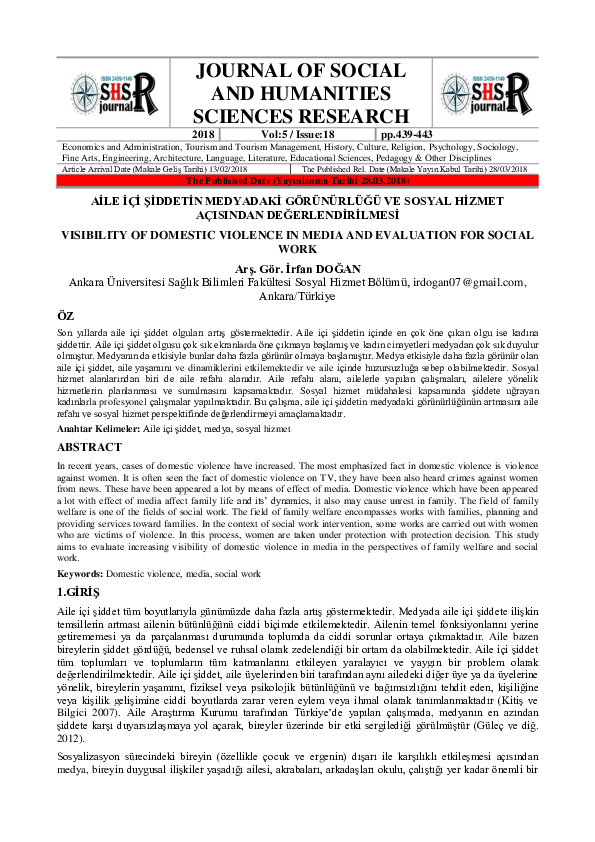 (PDF) Ai̇le İçi̇ Şi̇ddeti̇n Medyadaki̇ Görünürlüğü Ve Sosyal Hi̇zmet ...
