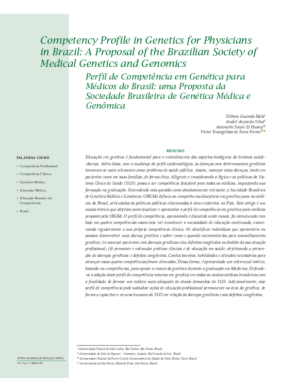 (PDF) Competency Profile in Genetics for Physicians in Brazil: A ...