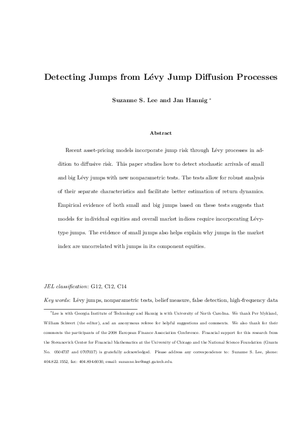 (PDF) Detecting jumps from Lévy jump diffusion processes☆