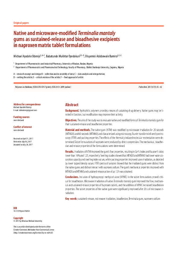 (PDF) Native and microwave-modified Terminalia mantaly gums as ...
