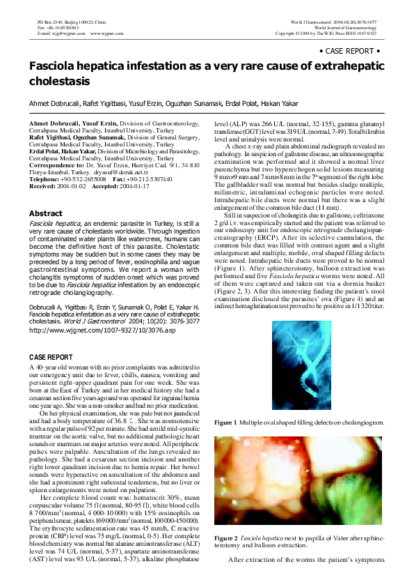 (PDF) Fasciola hepatica infestation as a very rare cause of ...