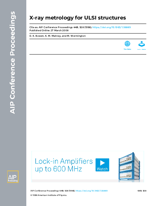 (PDF) X-ray metrology for ULSI structures