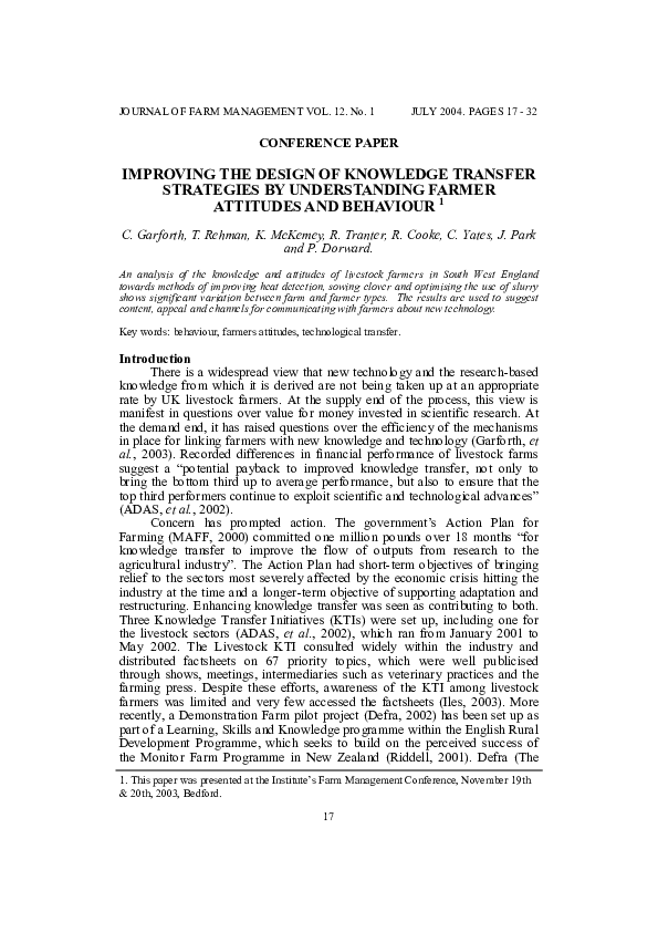 (PDF) Improving the design of knowledge transfer strategies by ...