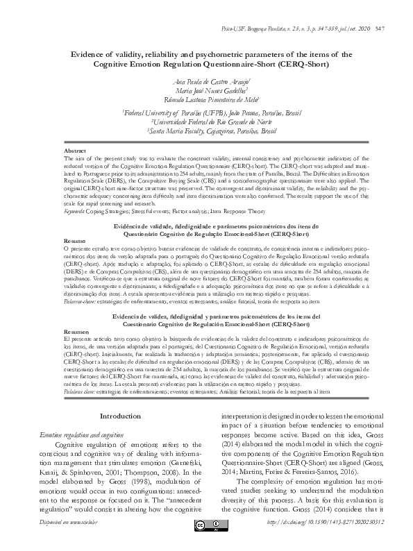 (PDF) Evidence of validity, reliability and psychometric parameters of ...