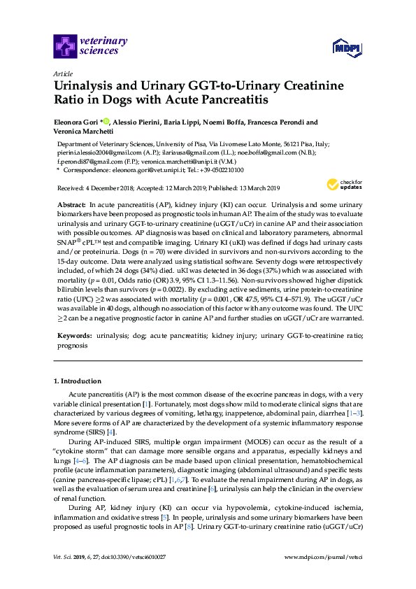 (PDF) Urinalysis and Urinary GGT-to-Urinary Creatinine Ratio in Dogs ...