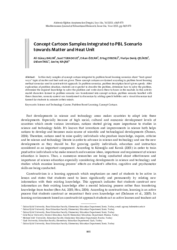 (PDF) Concept Cartoon Samples Integrated to PBL Scenario towards Matter ...