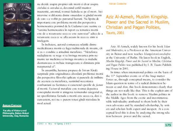 (PDF) Aziz Al-Azmeh, Muslim Kingship. Power and the Sacred in Muslim ...