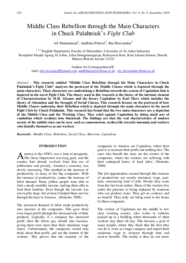 (PDF) Middle Class Rebellion through the Main Characters in Chuck ...