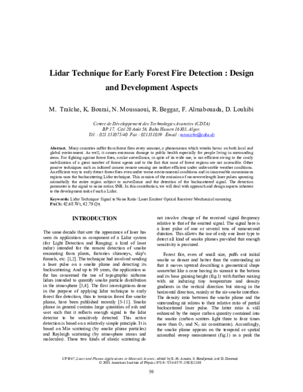 (PDF) Lidar Technique for Early Forest Fire Detection : Design and ...