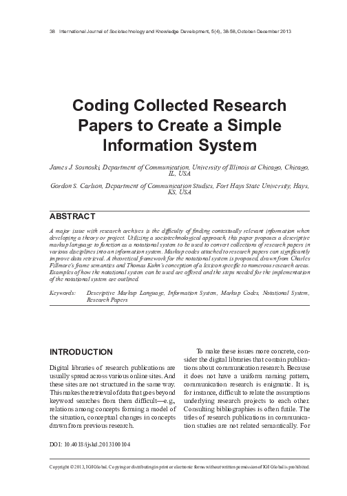 (PDF) Coding Collected Research Papers to Create a Simple Information ...