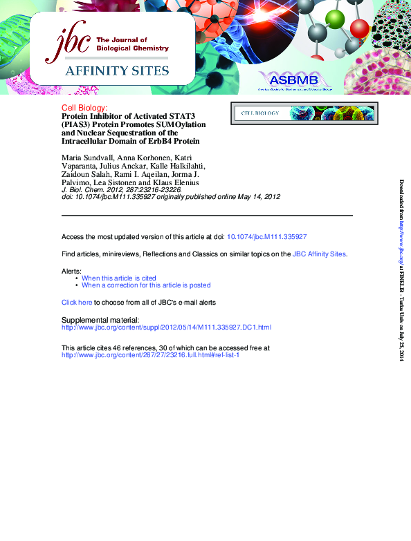(PDF) Protein Inhibitor of Activated STAT3 (PIAS3) Protein Promotes ...