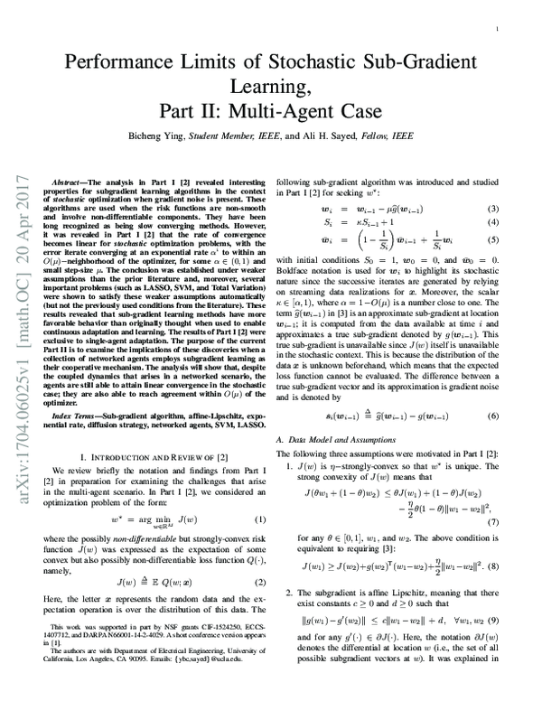 Pdf Performance Limits Of Stochastic Sub Gradient Learning Part Ii
