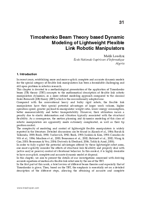 (PDF) Timoshenko Beam Theory based Dynamic Modeling of Lightweight Flexible Link Robotic ...