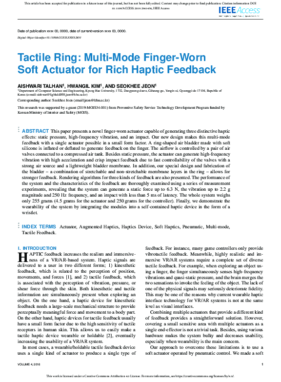 (PDF) Tactile Ring: Multi-Mode Finger-Worn Soft Actuator for Rich ...