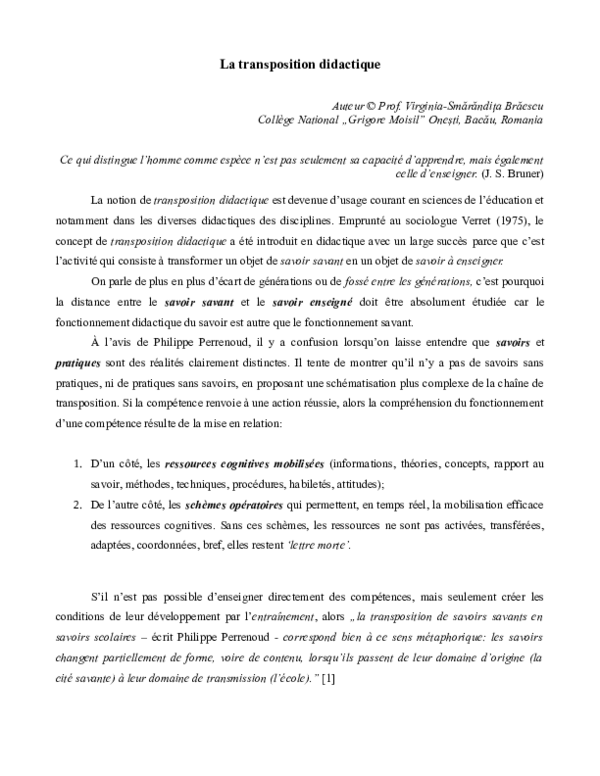 (PDF) La transposition didactique