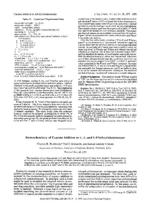 (PDF) Stereochemistry of cuprate addition to 4-, 5-, and 6 ...