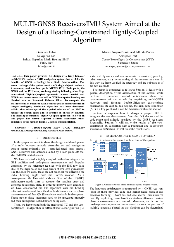 Pdf Multi Gnss Receiversimu System Aimed At The Design Of A Heading Constrained Tightly