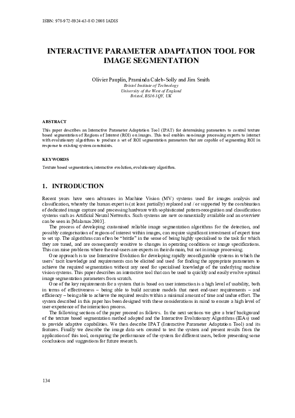 (PDF) Interactive parameter adaptation tool for image segmentation | Praminda Caleb-Solly ...