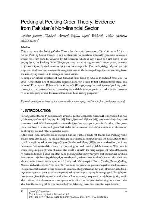 (PDF) Pecking at Pecking Order Theory: Evidence from Pakistan’s Non-financial Sector