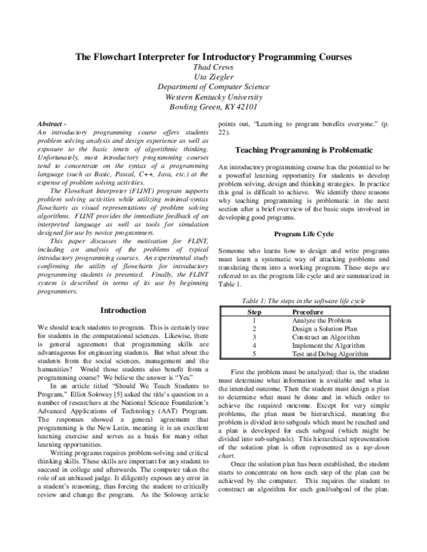 (PDF) The flowchart interpreter for introductory programming courses