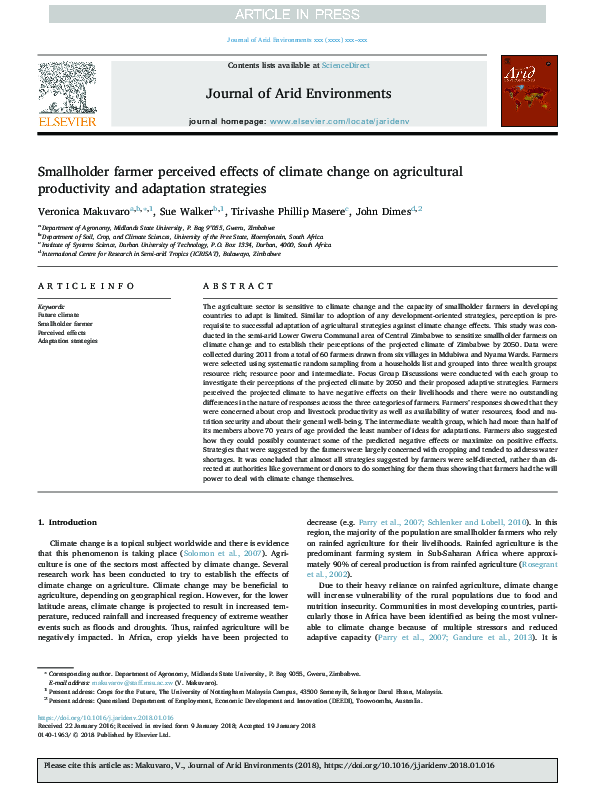 (PDF) Smallholder farmer perceived effects of climate change on ...