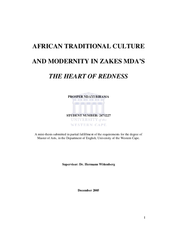 (PDF) African traditional culture and modernity in Zakes Mda’s the ...