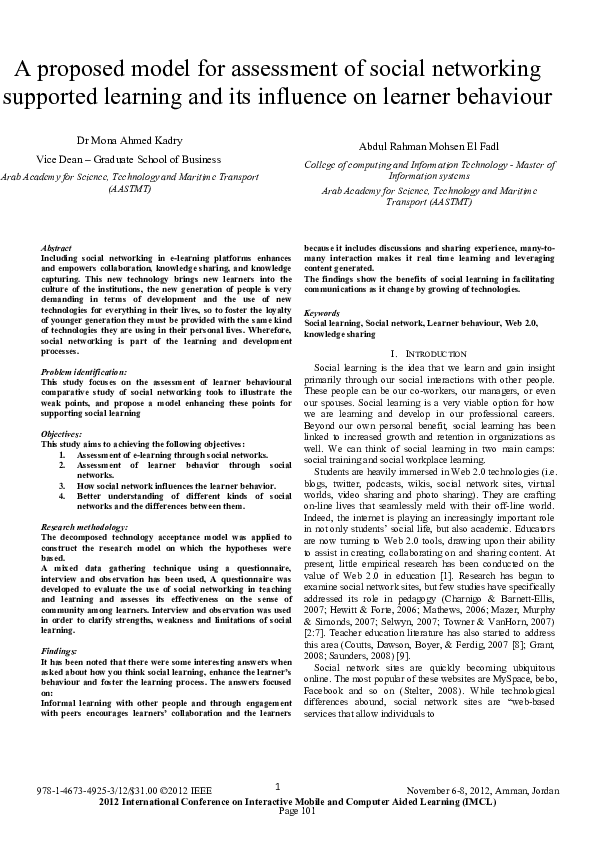 (PDF) A proposed model for assessment of social networking supported ...