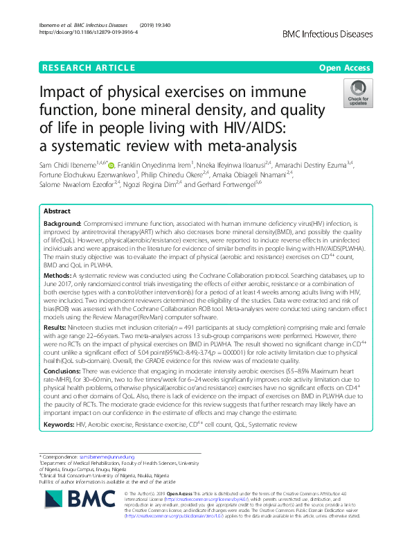 (PDF) Impact of physical exercises on immune function, bone mineral ...