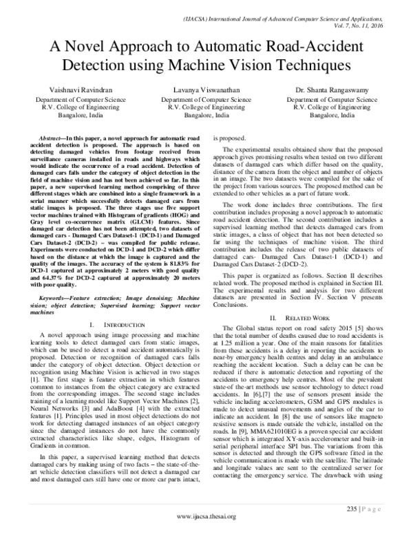 (PDF) A Novel Approach to Automatic Road-Accident Detection using ...