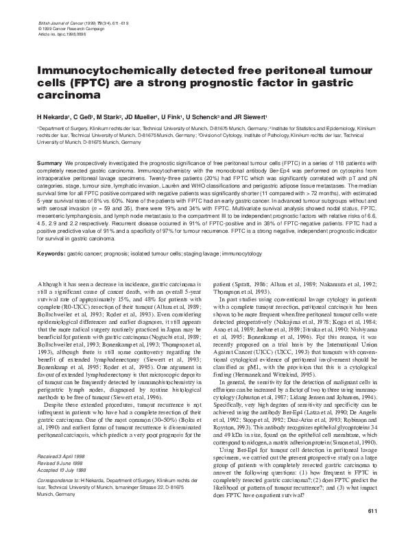 (PDF) FPTC as Prognostic Factor in Gastric Carcinoma