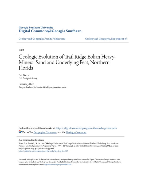 (PDF) Geologic evolution of Trail Ridge eolian heavy-mineral sand and ...