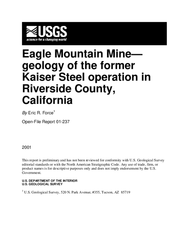 (PDF) Eagle Mountain Mine: geology of the former Kaiser Steel Operation ...