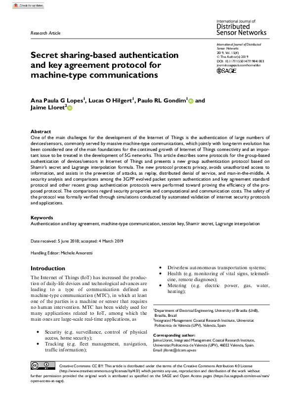(PDF) Secret sharing-based authentication and key agreement protocol for machine-type communications