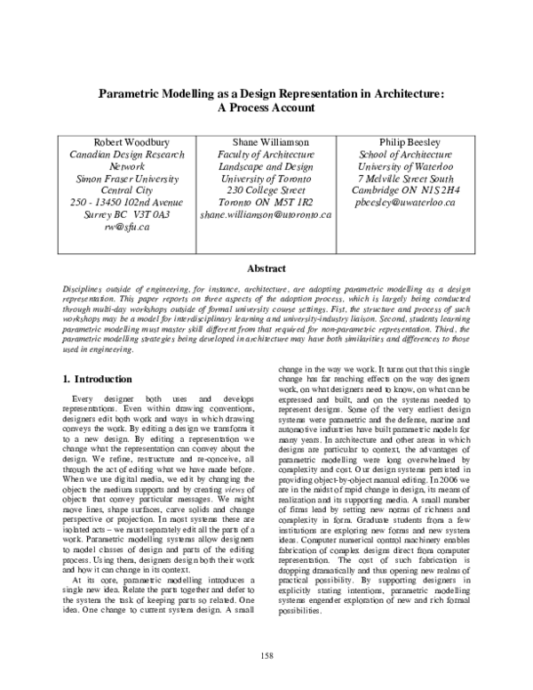 (PDF) Prarmetric Modelling as a Design Representation in Architecture ...