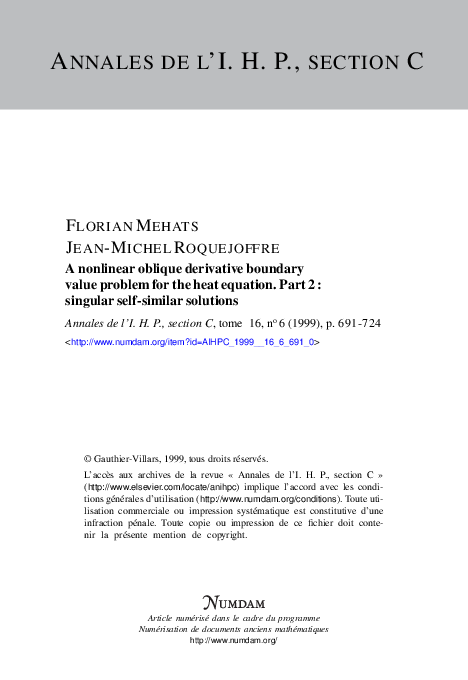 (PDF) A nonlinear oblique derivative boundary value problem for the heat equation Part 2 ...