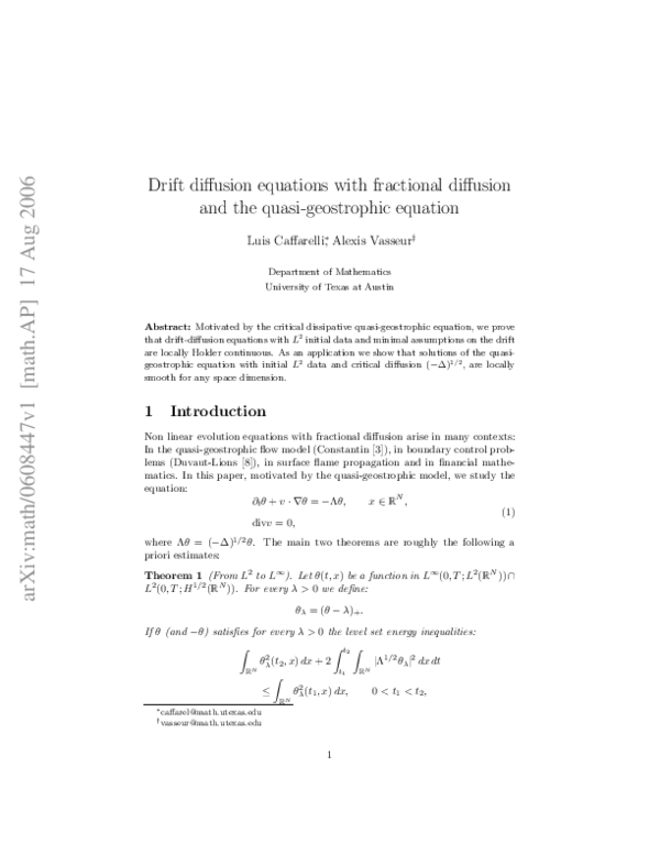 (PDF) Drift diffusion equations with fractional diffusion and the quasi ...